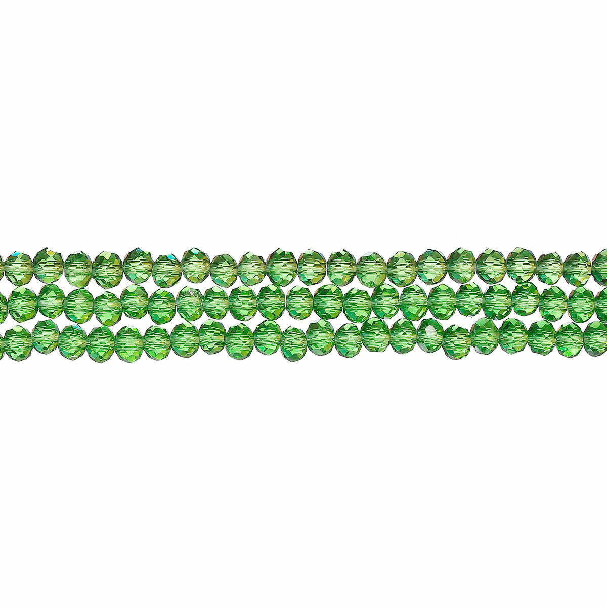 Бусины стеклянные, 2.5-3х2мм, граненые, рондели, зеленые, 148 шт, низка