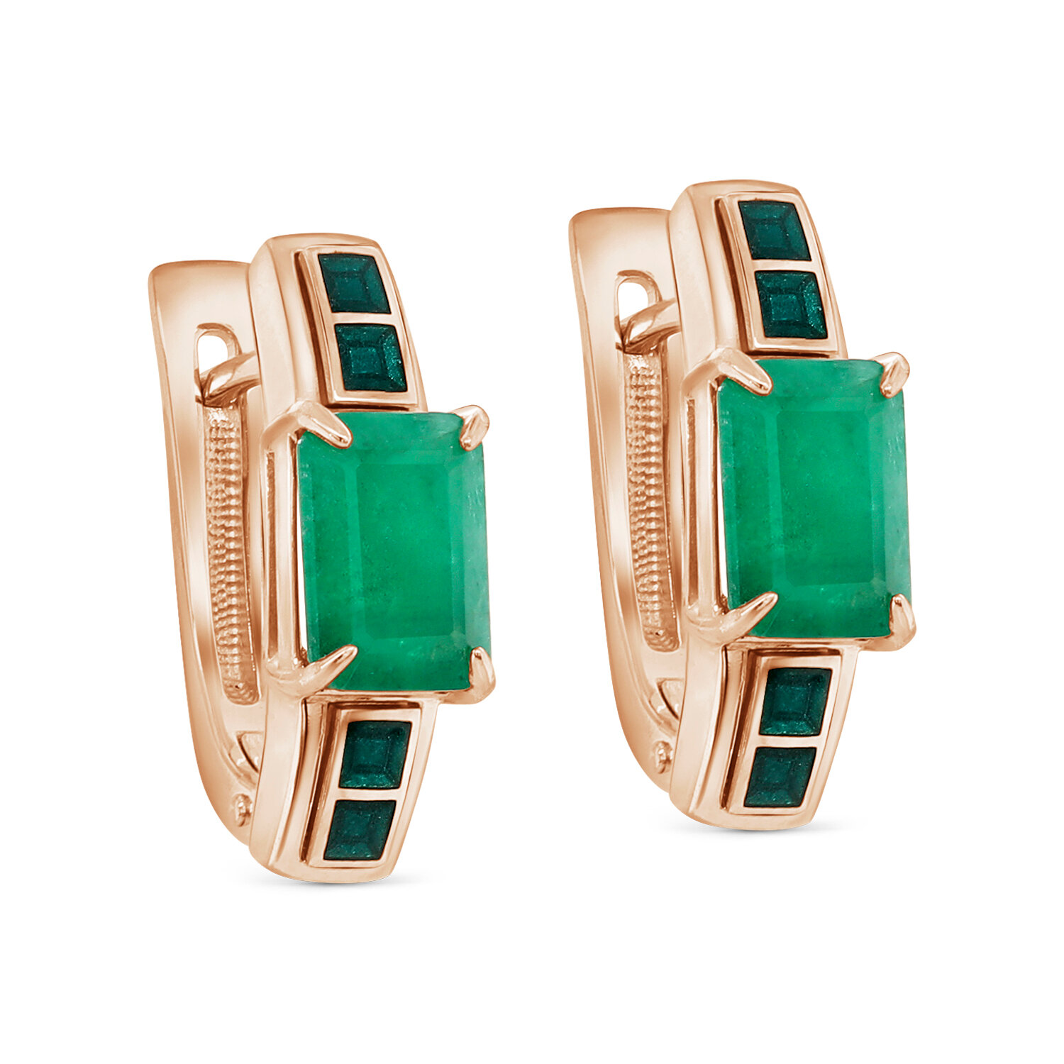 Серьги, красное золото, 585 проба, изумруд