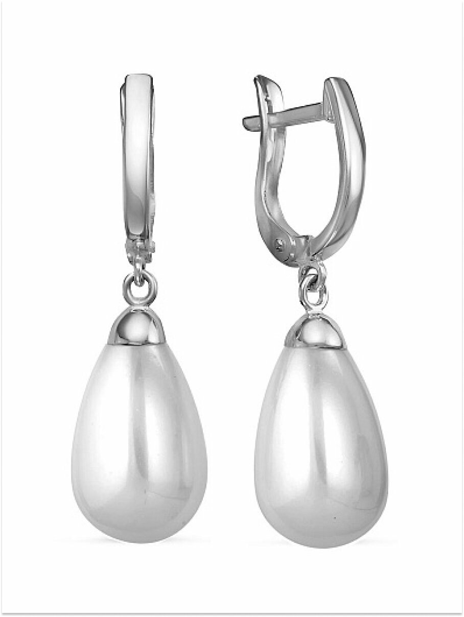 Серьги, серебро, 925 проба, родирование, жемчуг имитация