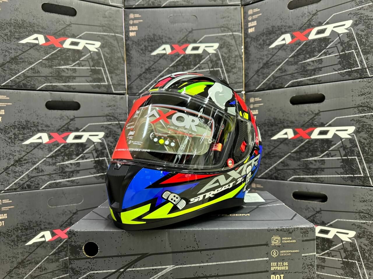 Мотошлем интеграл AXOR STREET BOBBY-E, цвет мультиколор (black-red) L