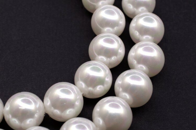 Жемчуг искусственный Майорка 12мм, отверстие 0,8мм, цвет белый, 511-005, 10шт