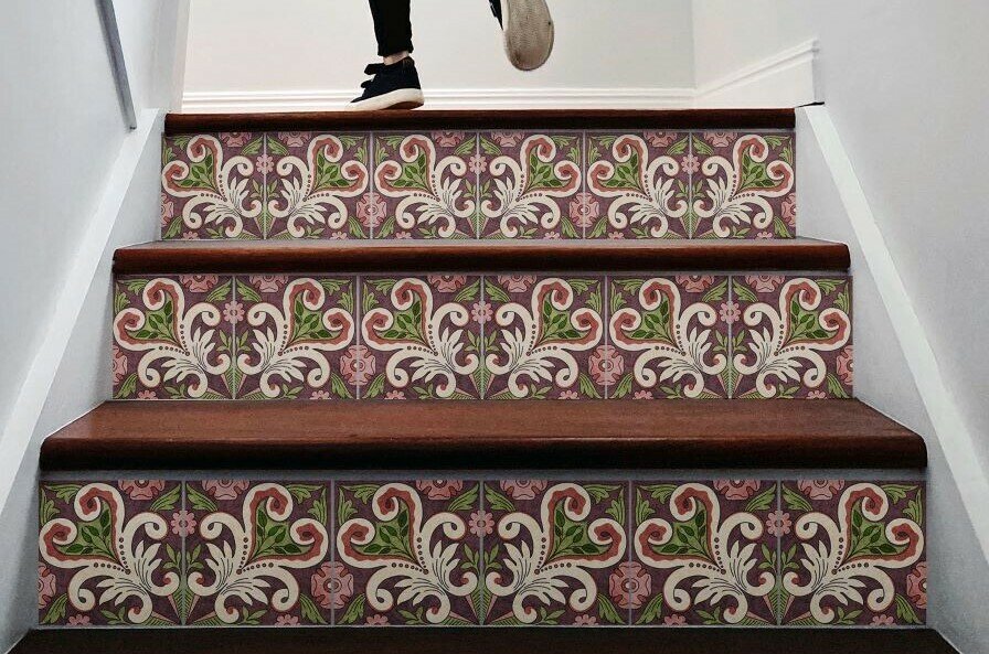 Термостойкая и влагостойкая наклейка на кухонный фартук с узором "Конек" 24 шт. 10х10 см