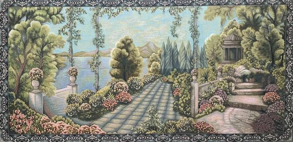 Панно гобеленовое на стену "Английский сад" 135х70 см / Гобелен