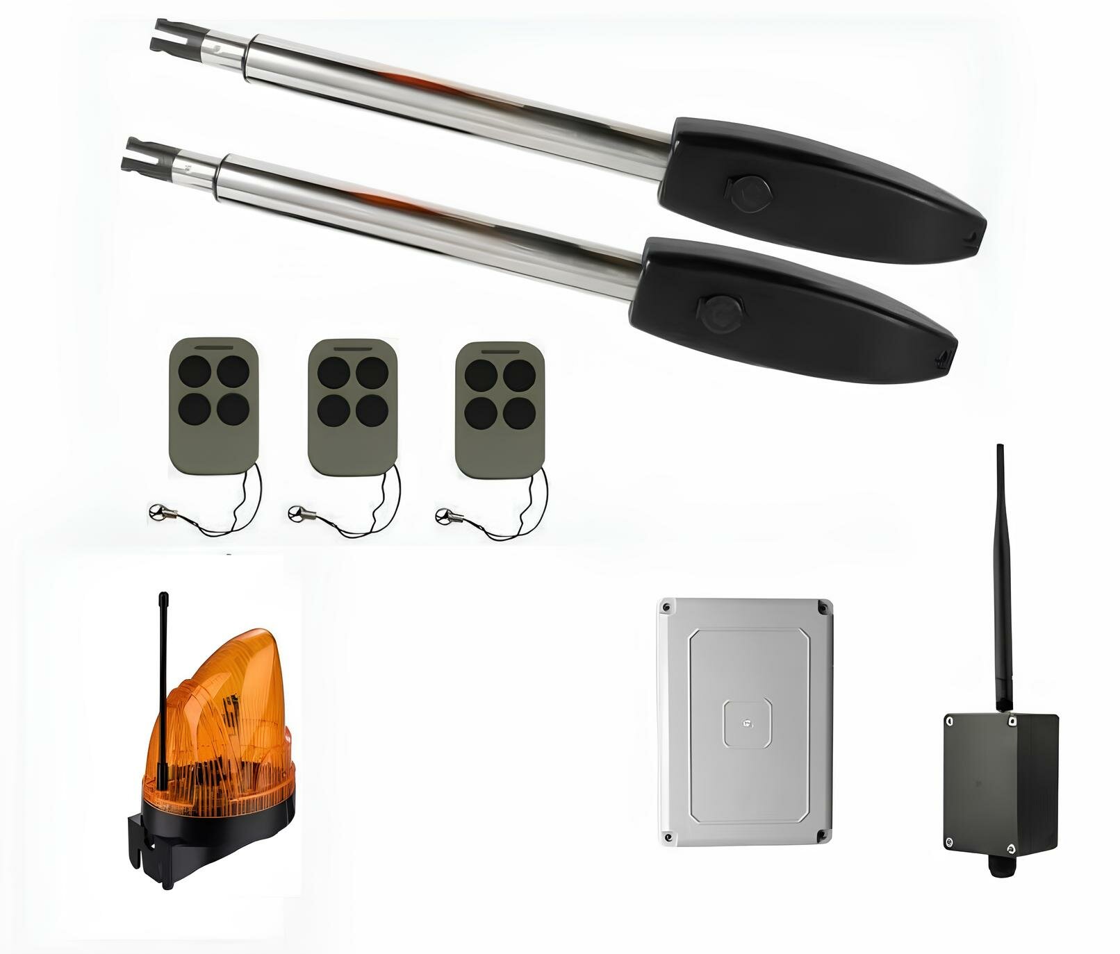 Автоматика для распашных ворот KSW-2500 L-T3-3K-BT, комплект: 2 привода, блок управления, 3 пульта, лампа, Bluetooth-модуль