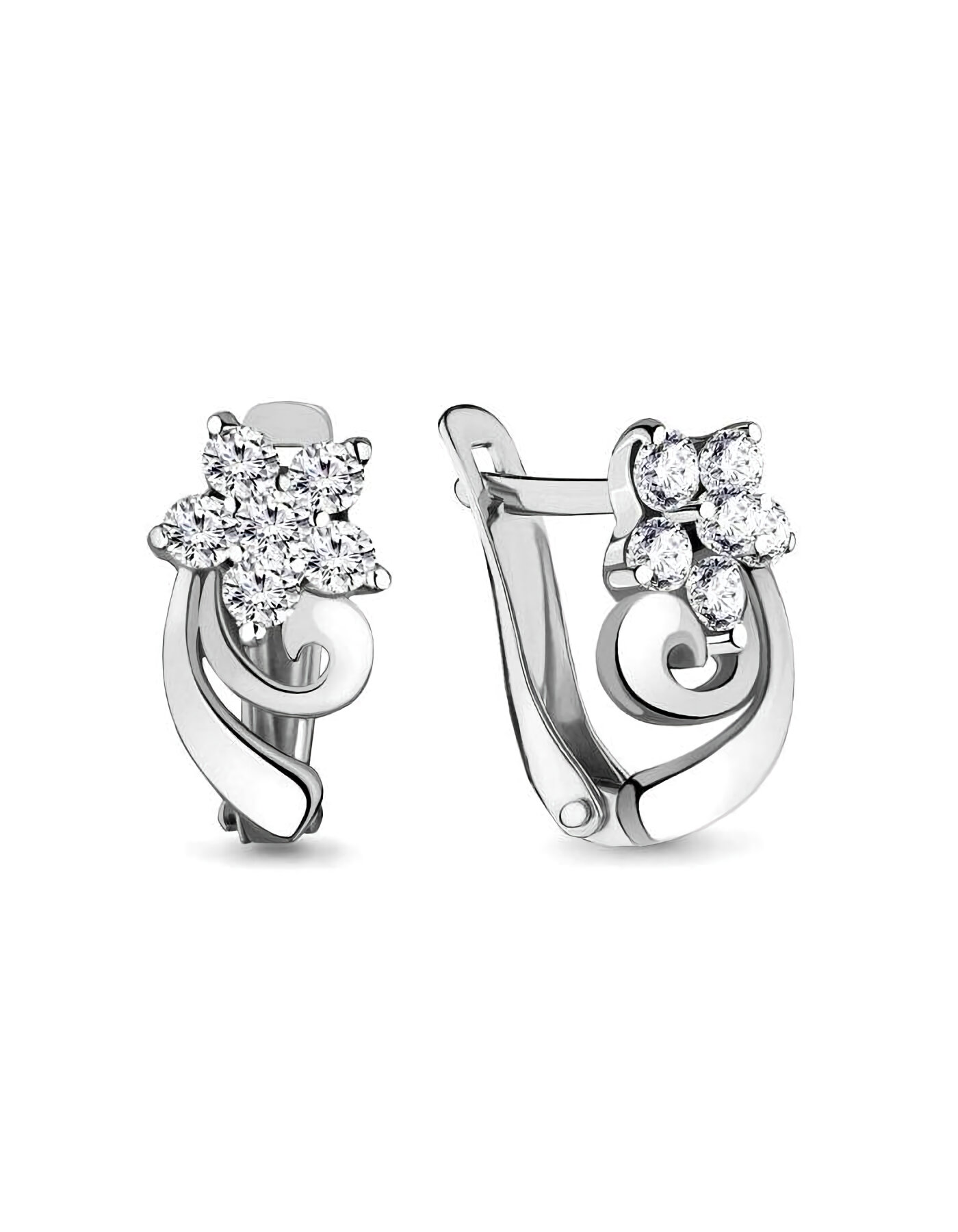 Серьги, серебро, 925 проба, родирование, фианит