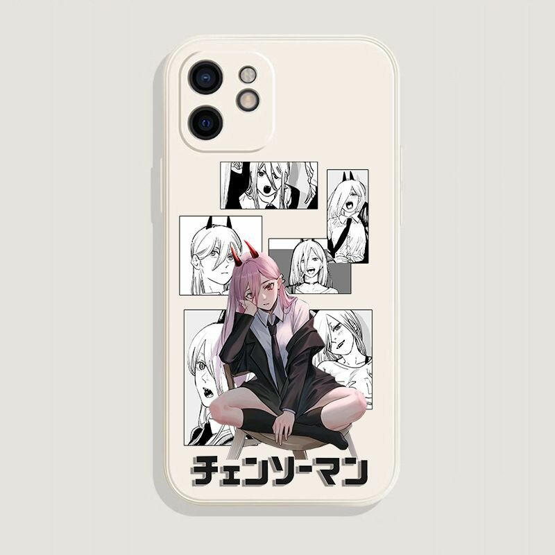 Силиконовый чехол для Apple iPhone 14 с рисунком Человек Бензопила Аниме (Бежевый)#1
