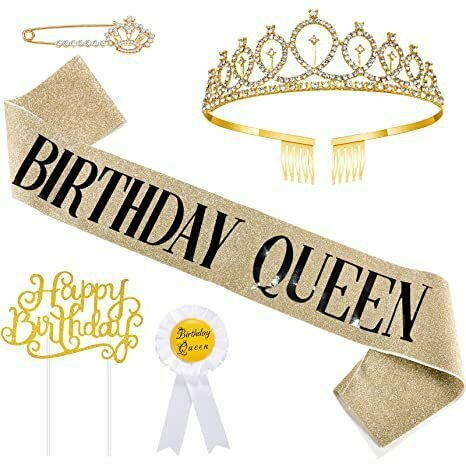 Корона для празднования дня рождения, блестящая ткань, набор из 5 предметов