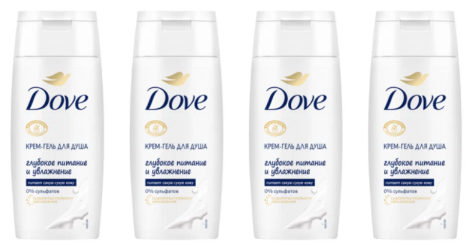 Гель для душа Dove Глубокое питание и увлажнение, 100 мл, 4 шт