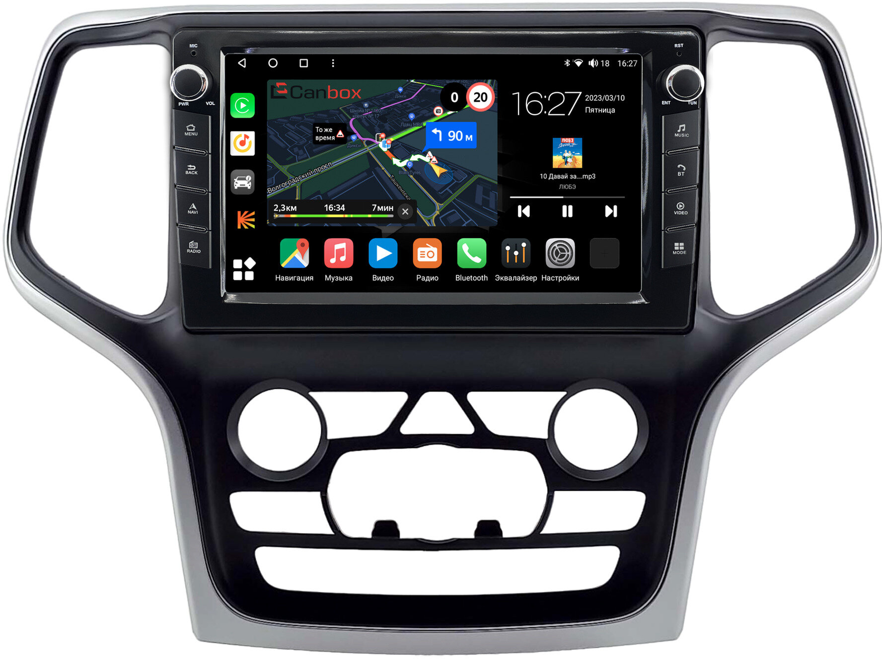 Штатная магнитола Jeep Grand Cherokee 4 (WK2) 2013-2022 (Тип A) Canbox M-Line 7821-9-2047 Android 10 (4G-SIM, 2/32, DSP, IPS) С крутилками