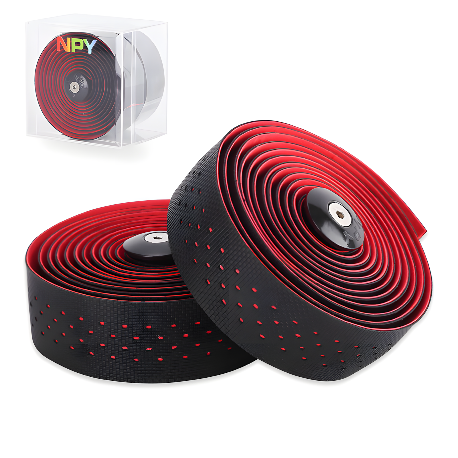 Обмотка руля велосипеда NPY нескользящяя, амортизирующяя, черный/красный