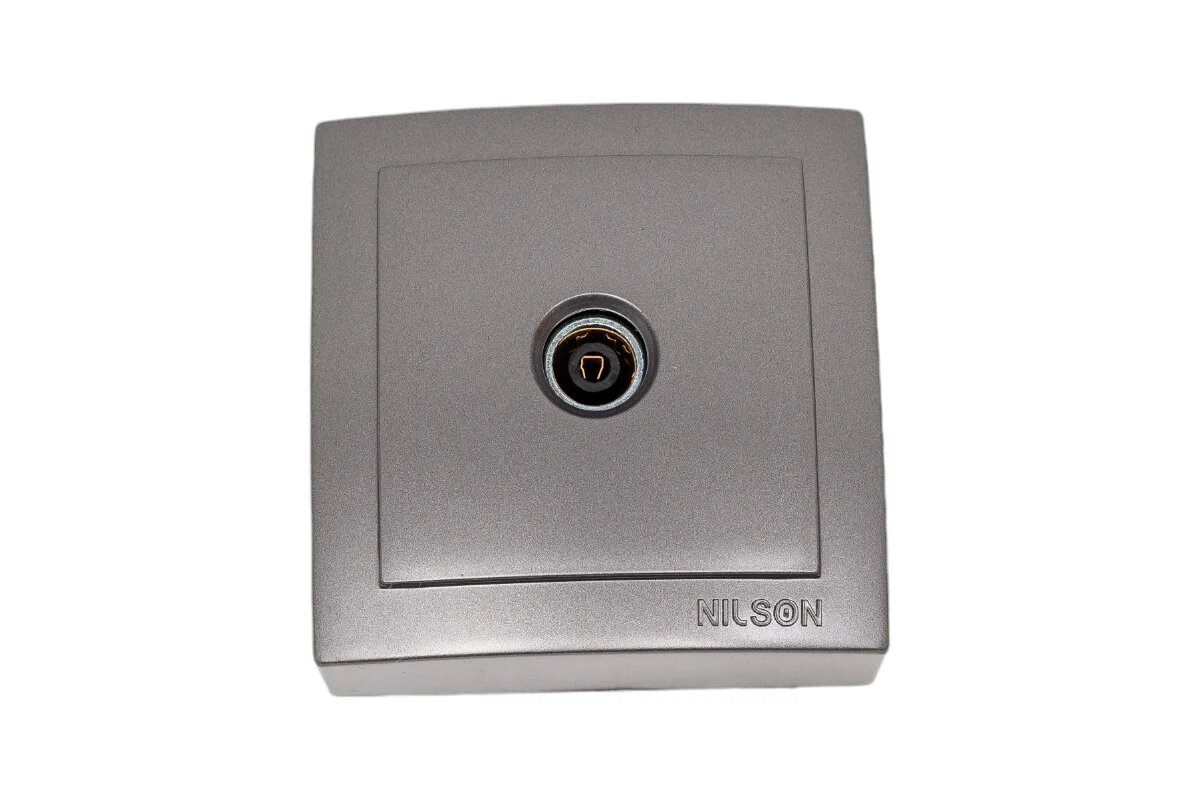 NILSON Розетка 1ОП ТВ Конечная антрацит Themis Metallic 26161033 для скрытой проводки