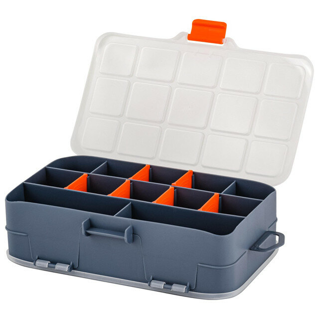 BLOCKER EXPERT двусторонний органайзер для мелочей, 15 отделений, 205х130х60 мм, серый