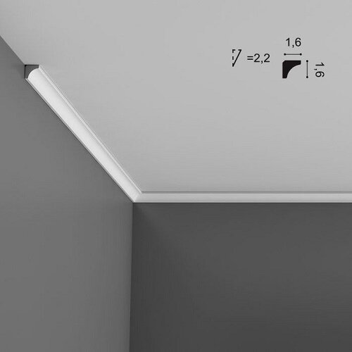 Карниз Гладкий Orac Decor C250 Д200xШ1.6xВ1.6 см Лепнина из Полиуретана / Орак Декор.