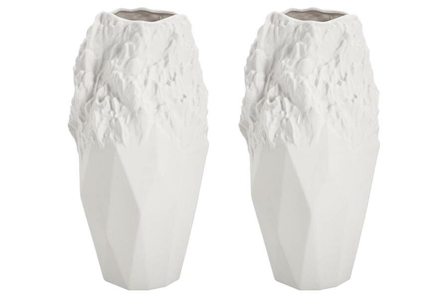 Набор 2 вазы для цветов, 25,5 см, декоративная, фарфор P, белая, матовая, Текстура, Gloria (Home&Style)