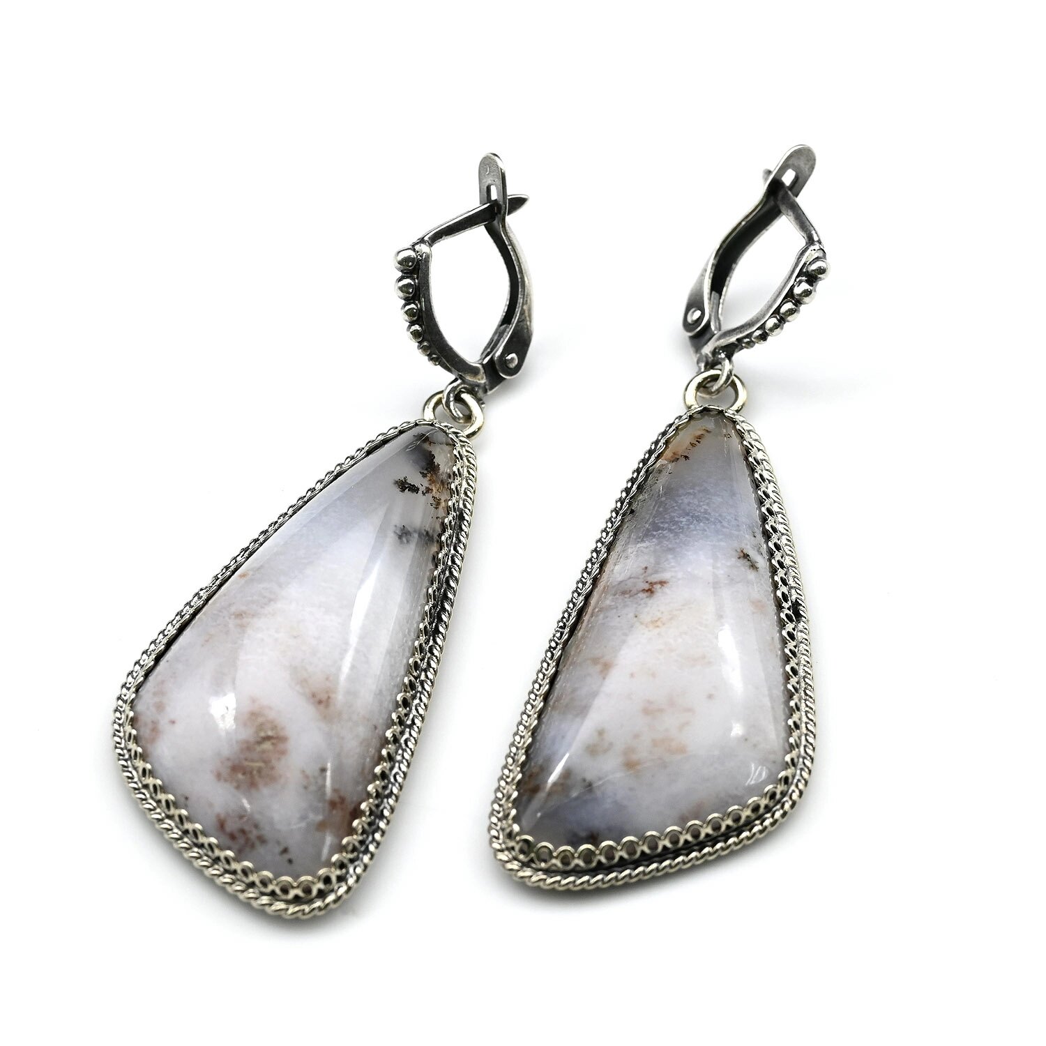 Серьги с подвесками, агат