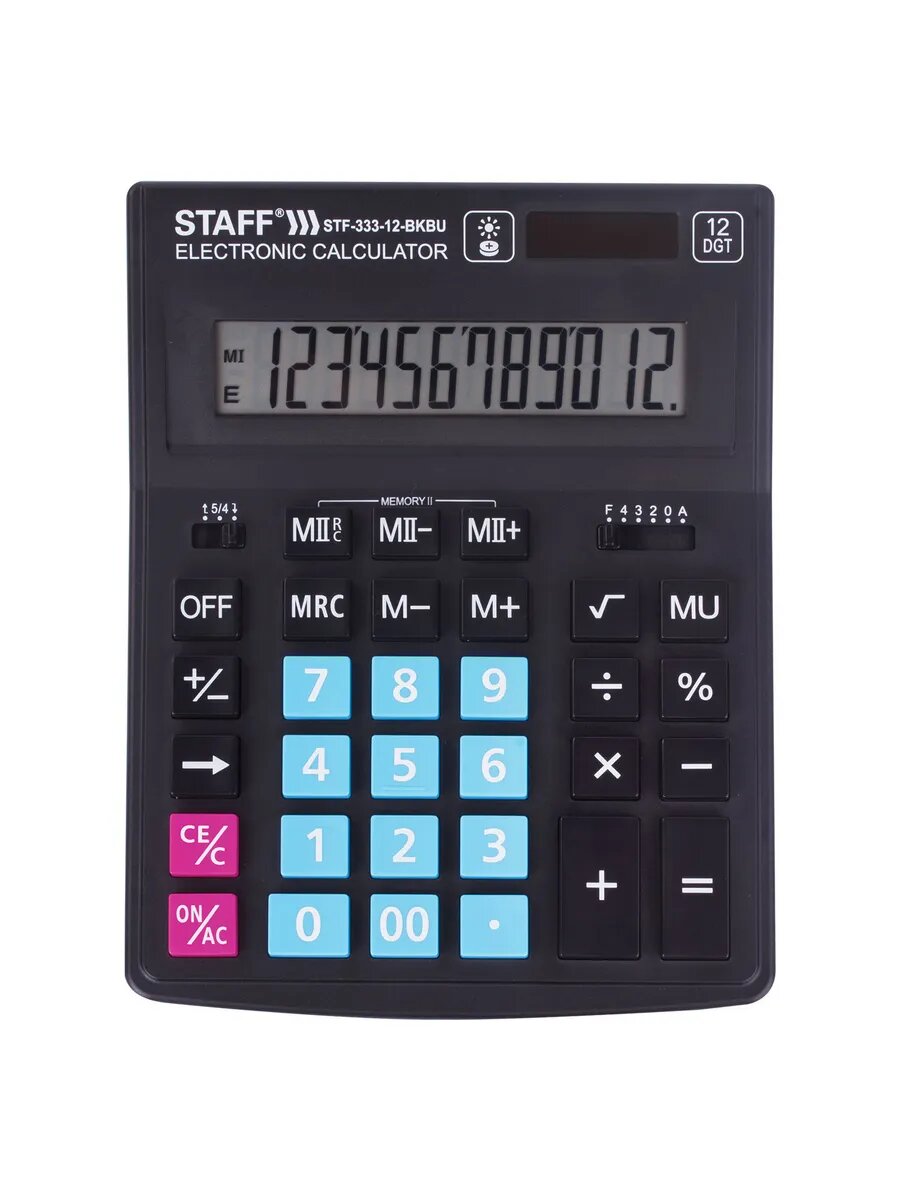 Калькулятор настольный STAFF PLUS STF-333-BKBU ( 200x154 мм