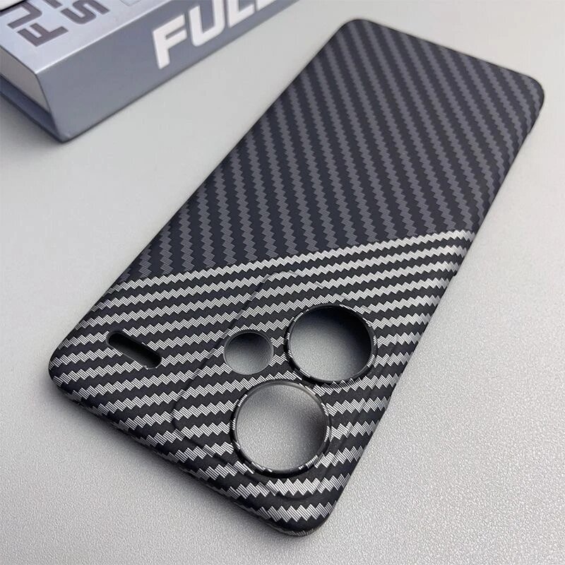 Чехол для Xiaomi Redmi Note 13 Pro Plus, чехол для ПК, текстура из углеродного волокна, матовый жесткий чехол для телефона, тонкий тонкий чехол-бампер Black and silver