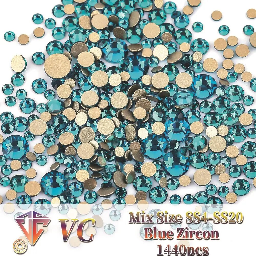 Стразы Blue Zircon SS4-SS20, 1440 шт