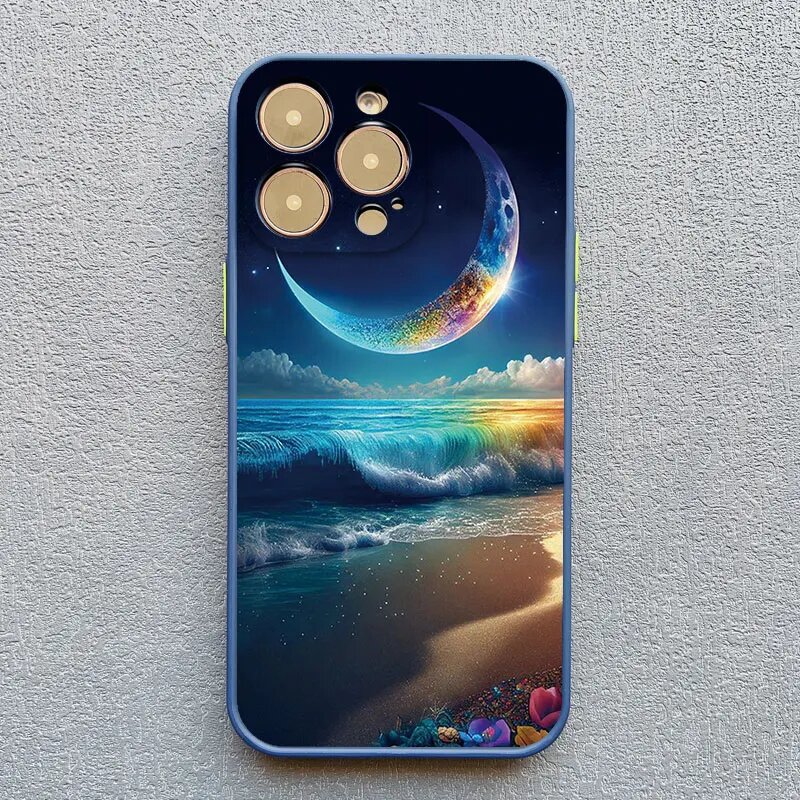Чехол для телефона The Starry Night Art Aesthetic Beach Night View для iPhone 17 16 15 11 Pro Max Plus XS X XR 13 12 Pro Max Mini Cover