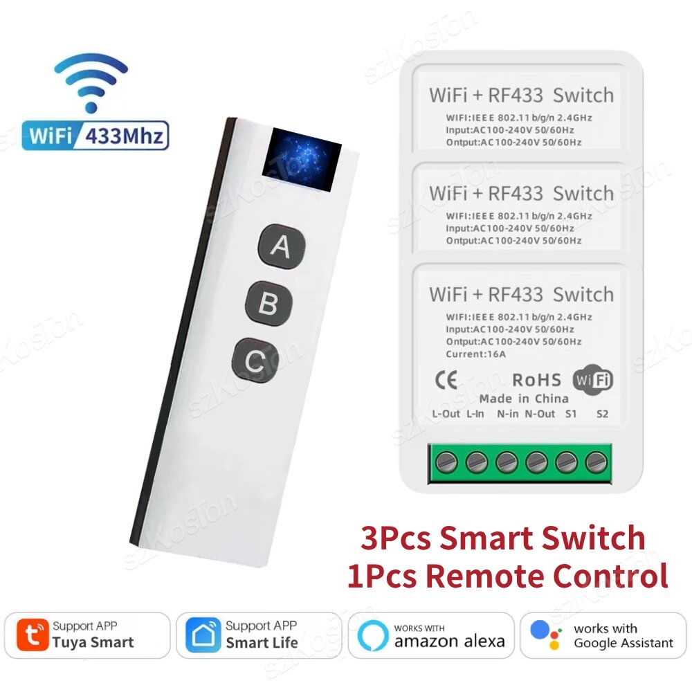 Умный Wi-Fi переключатель SZKOSTON Set D, 16A