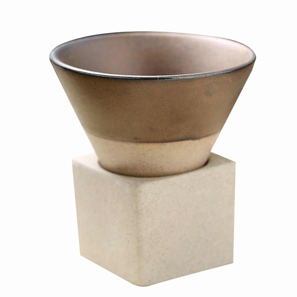 (1шт) Керамическая кофейная чашка в форме конуса, 100 мл-бронзовая