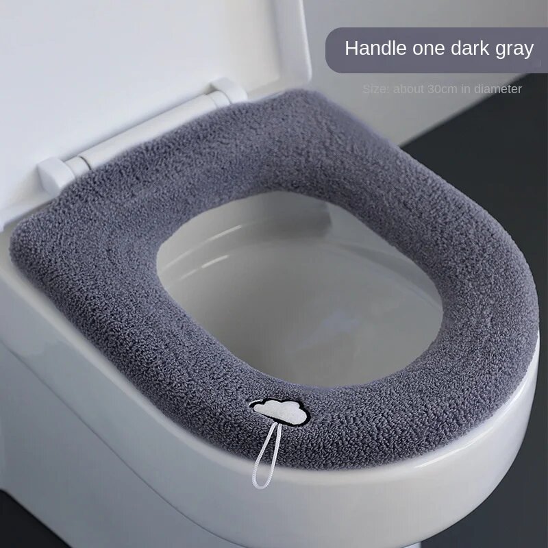 Плюшевая подушка на унитаз серая, dark grey