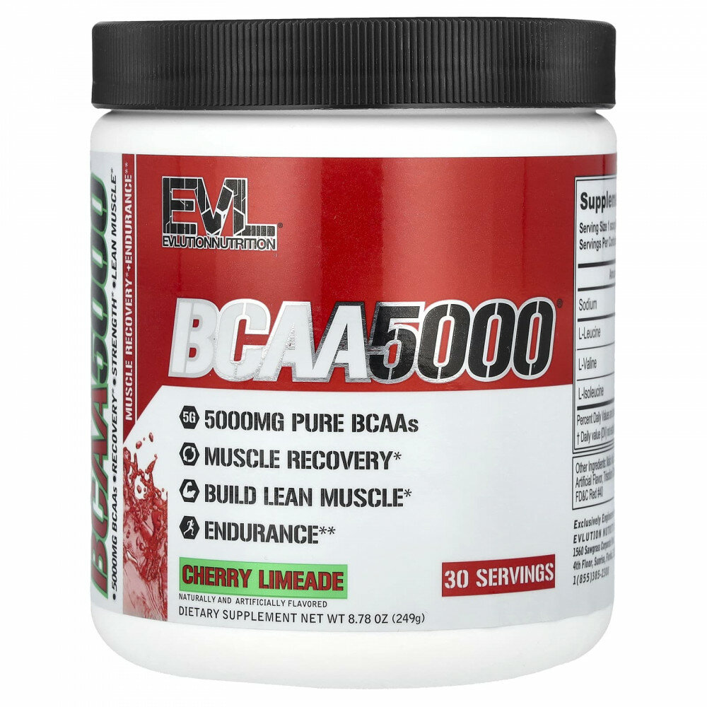 EVLution Nutrition, BCAA5000®, вишневый лаймад, 249 г (8,78 унции)