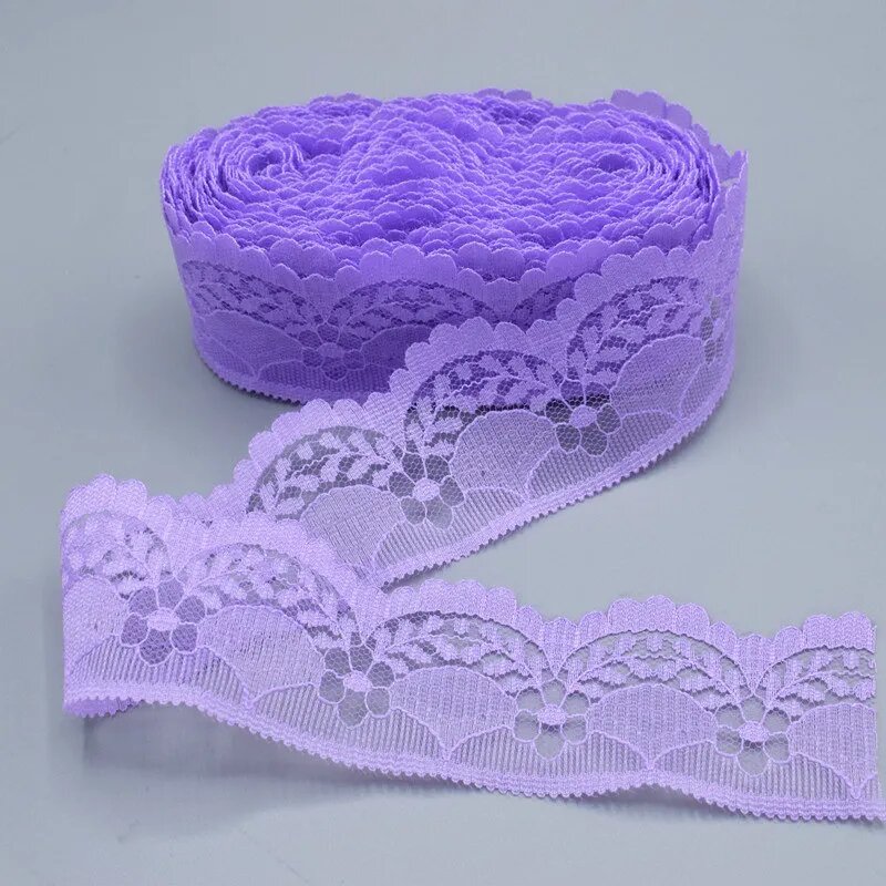 Кружевная лента CRAFTS, спандекс/полиэстер, 40 мм Сиреневый, purple, 5 yards