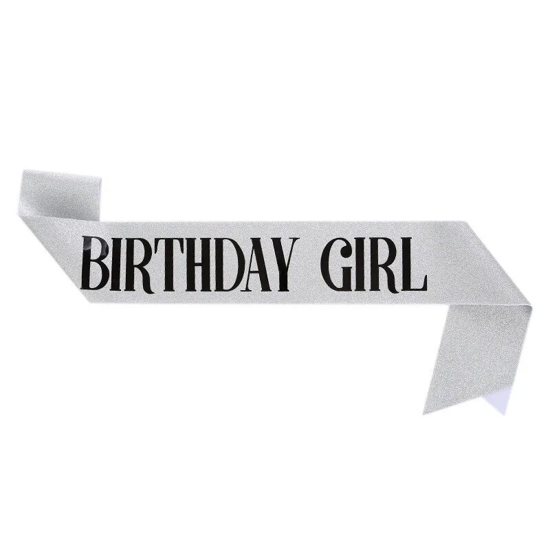 Лента "Birthday Girl", серебряная, JD0146-8