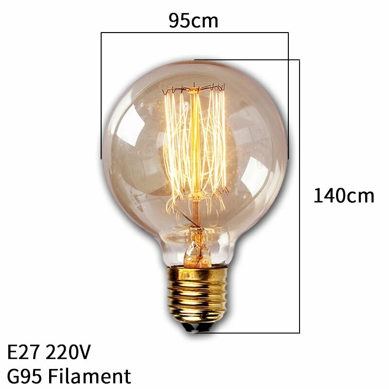 Лампа накаливания PARSKON Edison E27 40 Вт 220В G95 Filament