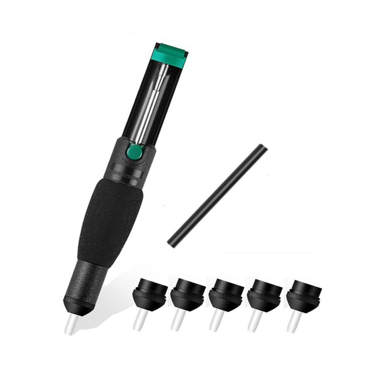 XHHDQES Двойной кольцевой насос для отсоса припоя Пластиковый полный припойный вакуумный отсос для отсоса припоя с дополнительными 5 насадками