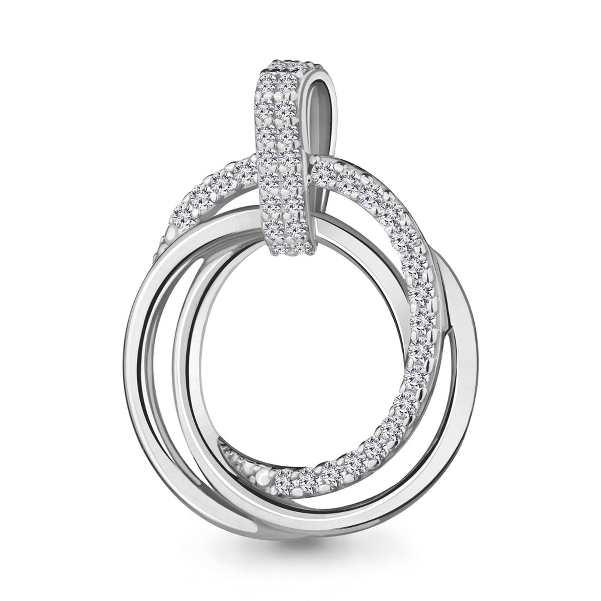 Подвеска, серебро, 925 проба, родирование, фианит