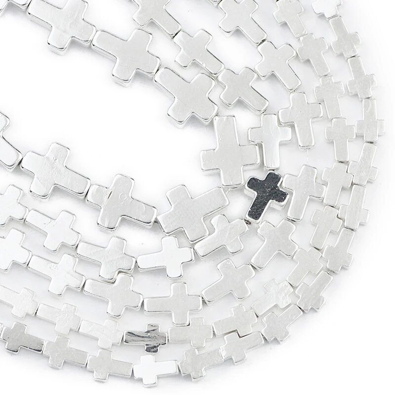 Бусины из гематита для браслетов BTFBES Белый, 8x10mm 37pcs, Platinum Color