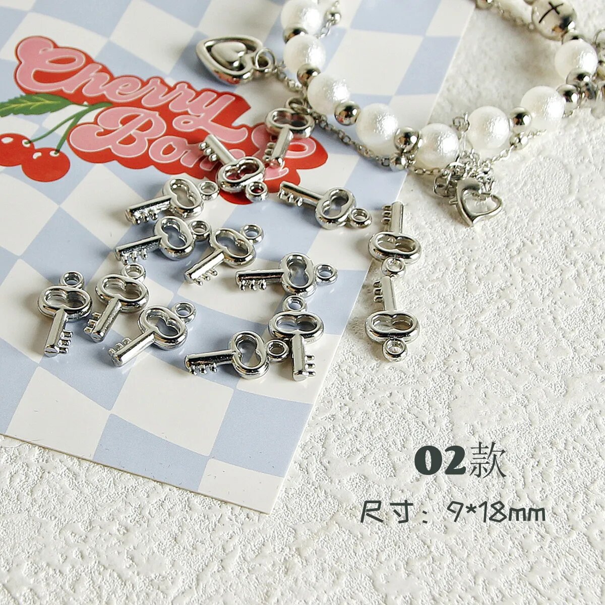 Серебряные подвески "Ключик" KissMuah! 10шт, style 2