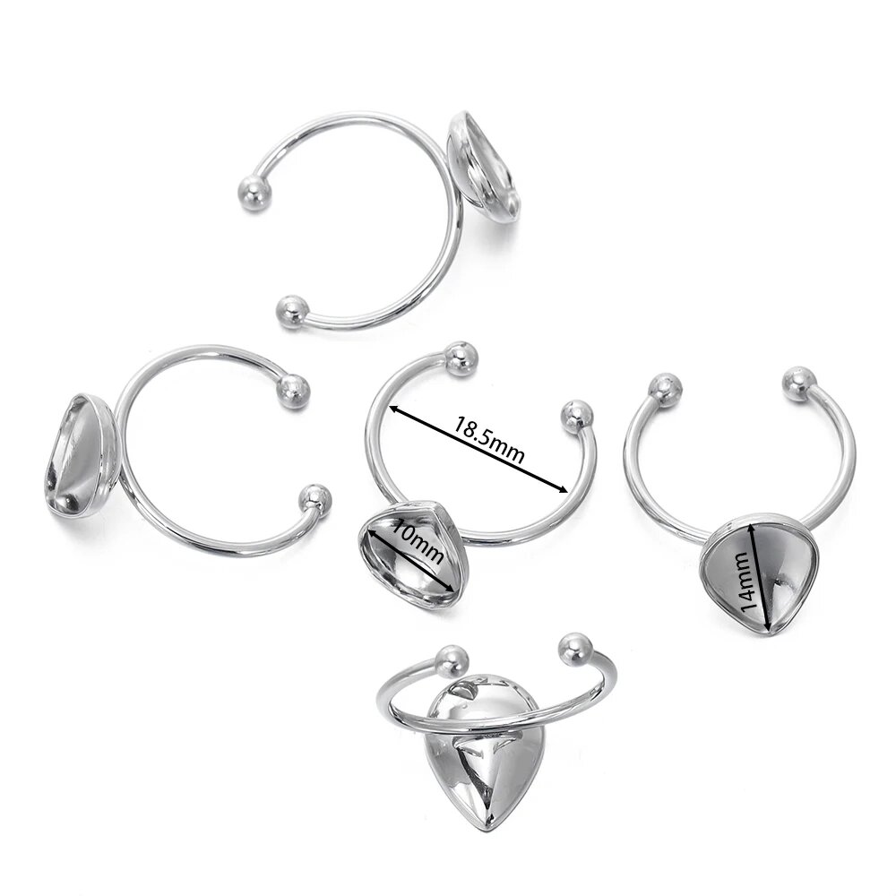 5 шт, регулируемые кольца-кабошоны St.kunkka из нержавеющей стали Steel-Water drop