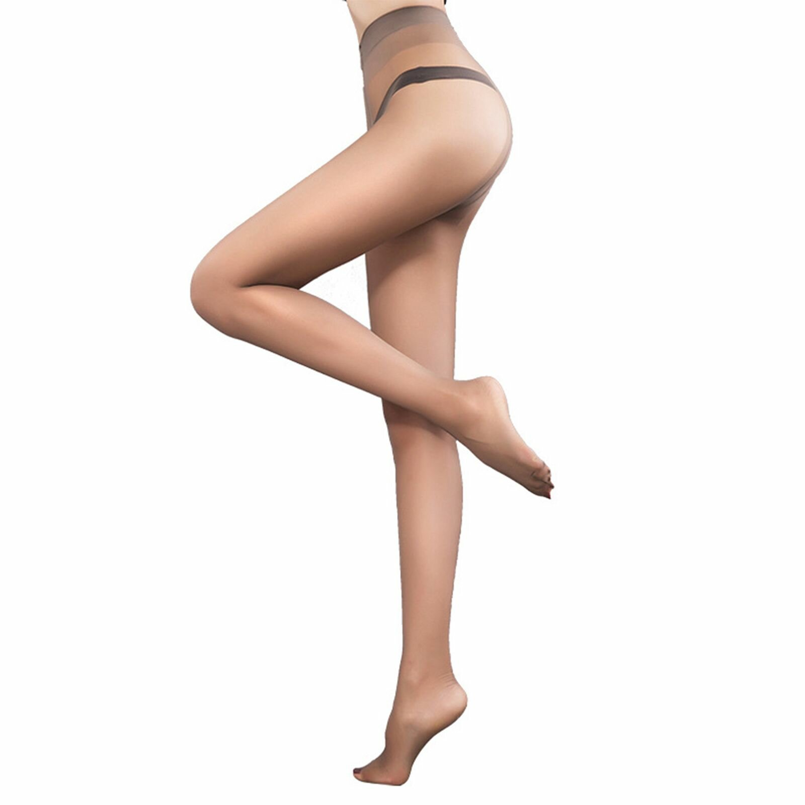 Бесшовные тонкие колготки с Т-образным вырезом на промежности-кофейного цвета
