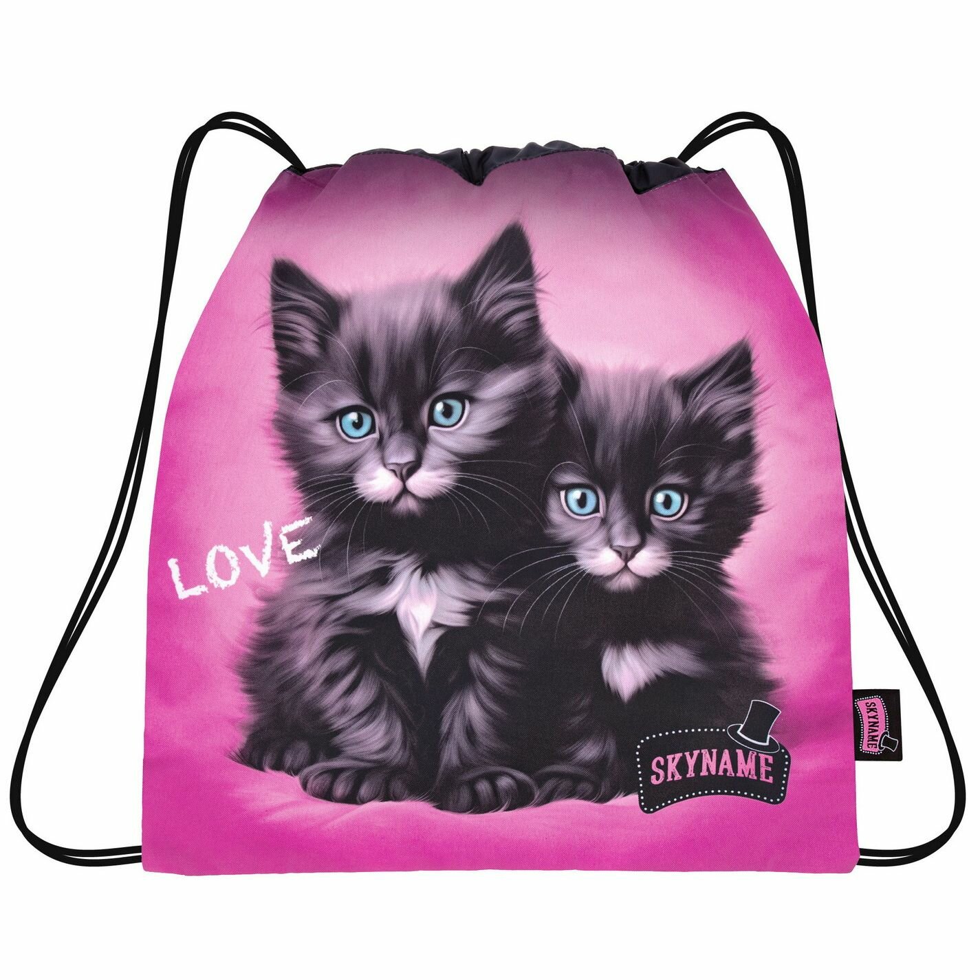 Мешок для сменки школьный для девочки увеличенного размера 45 х 40 см с лямками из шнурков