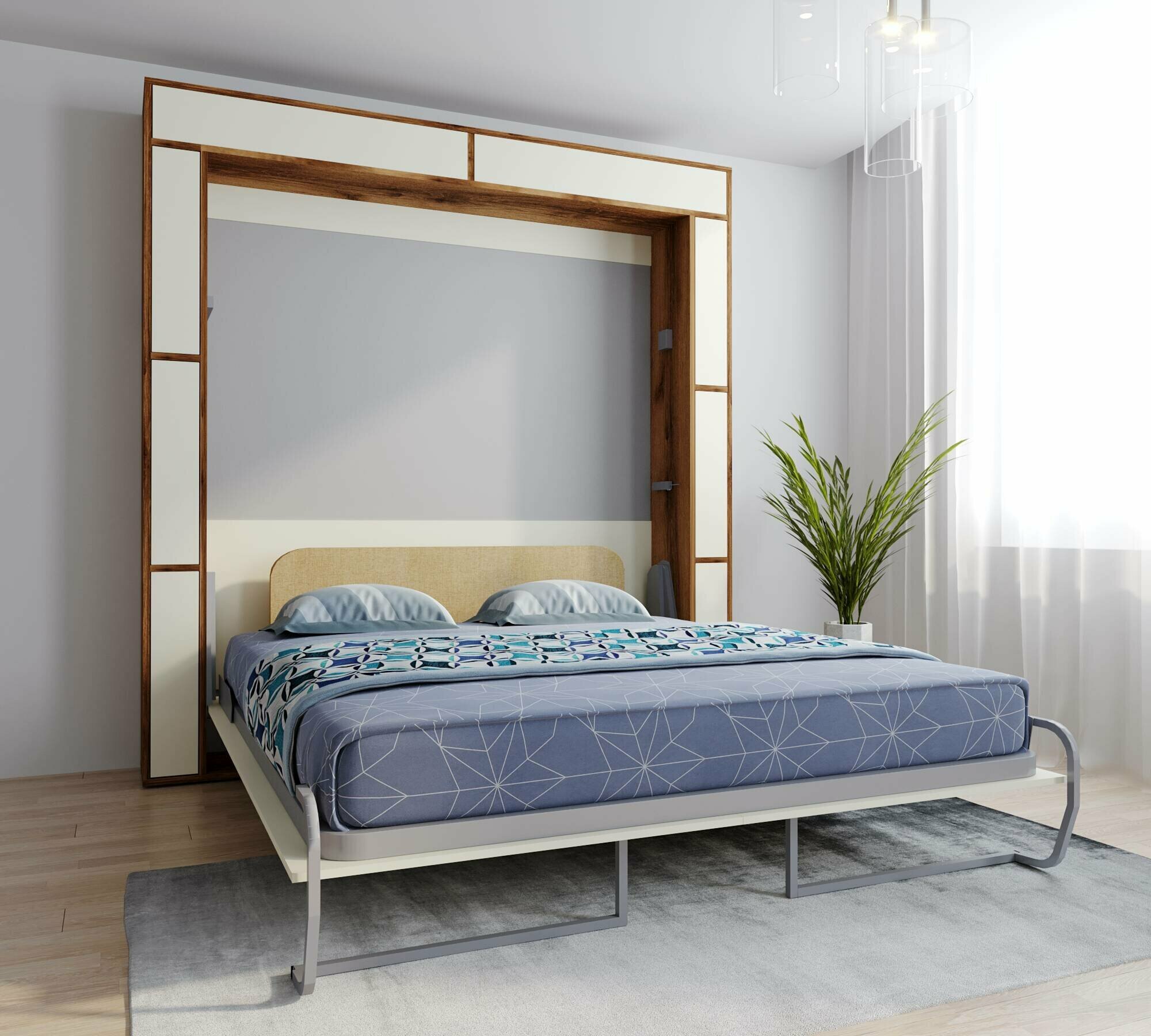 Шкаф кровать-трансформер с изголовьем Ergoroom Летто 1800 Форма Лайт Янтарь