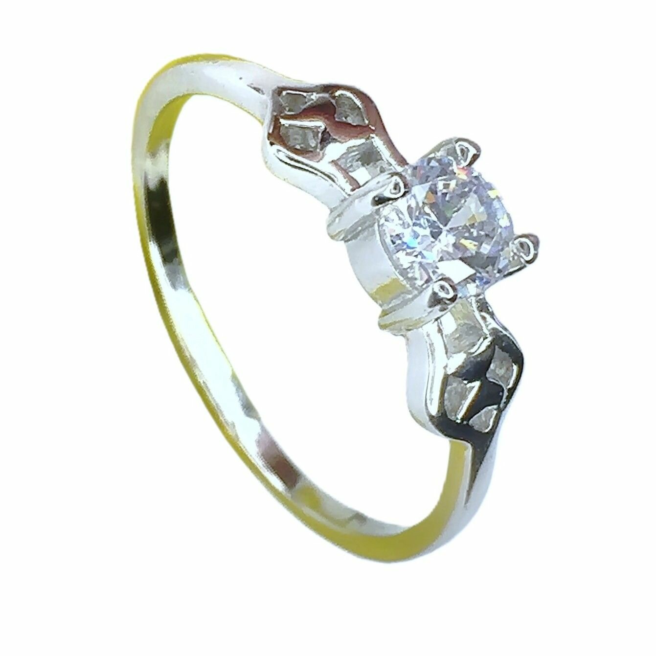 Кольцо тонкое, серебро, 925 проба, родирование, фианит