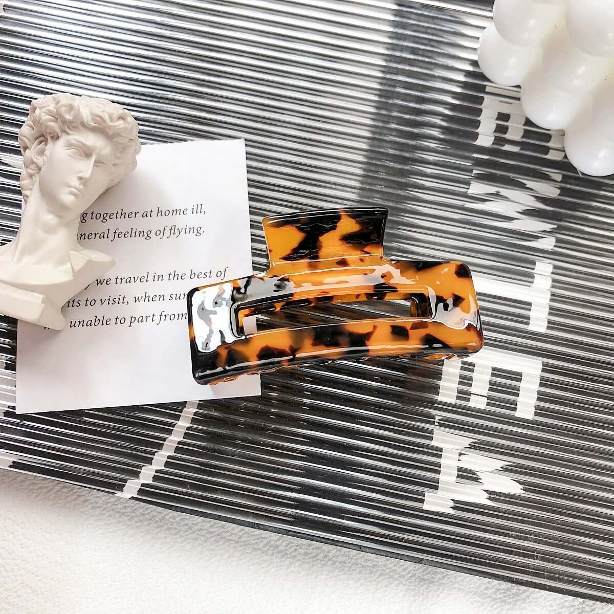 FSNFOX Акриловые заколки-крабы с леопардовым принтом 7.5cm Leopard Coffee