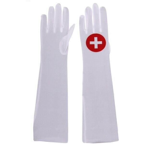 Перчатки карнавальные Серпантин Медсестра белые, удлиненные