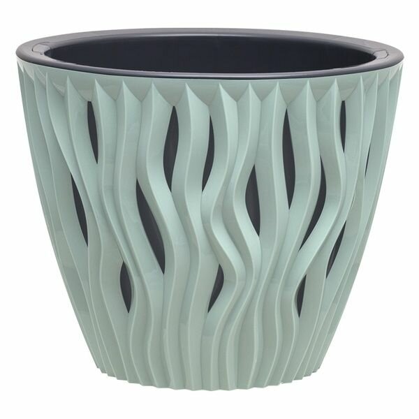 Кашпо для цветов BMC "Вдохновение", пластиковое, 1,6 л, диаметр 16 см, цвет Нефрит