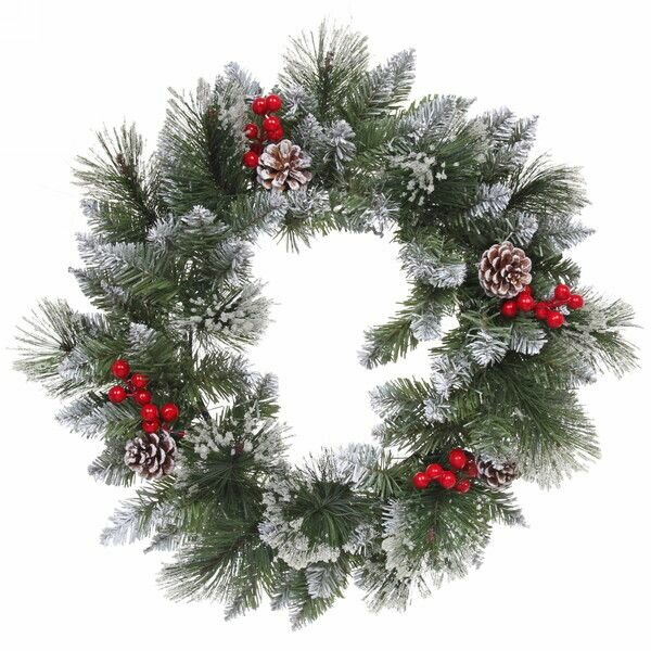 Венок новогодний Серпантин хвойный "Сверкающие кристаллы" ПВХ, леска, 50 см (SQ736-50)