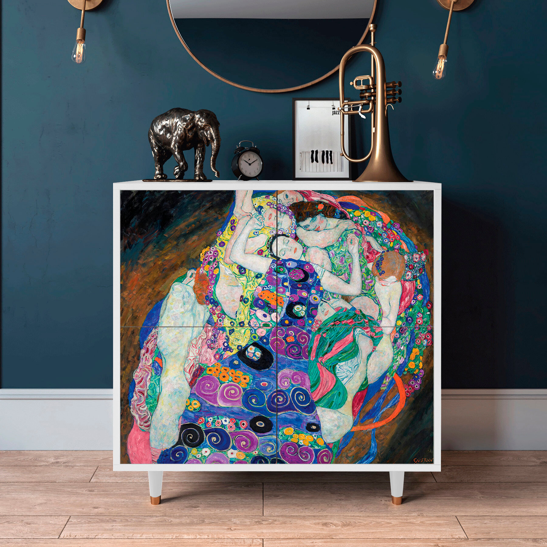 Комод - STORYZ - BS3 The Maiden by Gustav Klimt, Размер - 94 x 96 x 48 см, Цвет корпуса - Белый