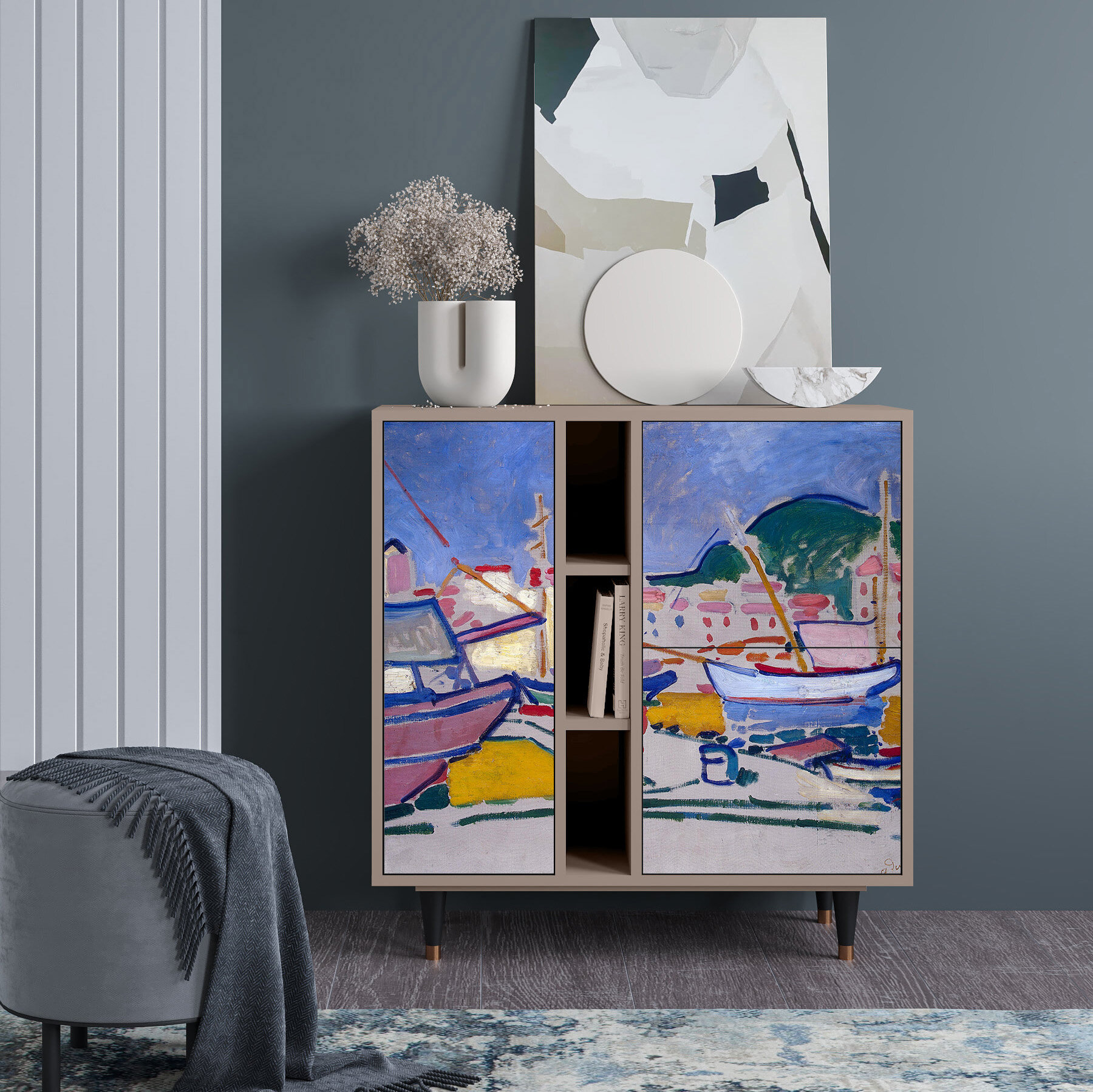 Комод - STORYZ - BS5 The Port of Collioure by Andre Derain , Размер - 94 x 96 x 41 см, Цвет корпуса - , Бежевый
