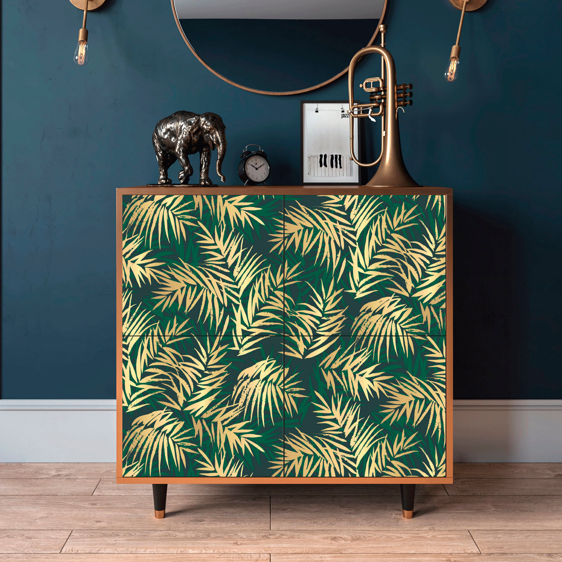 Комод - STORYZ - BS3 Sunny Palm Tree, Размер - 94 x 96 x 48 см, Цвет корпуса - Орех