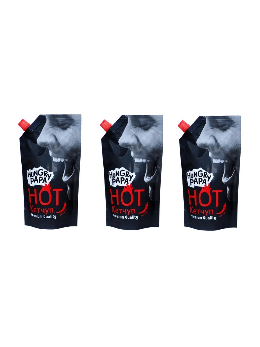 Кетчуп Семилукская Трапеза томатный Hungry papa hot 480г, 3 шт.