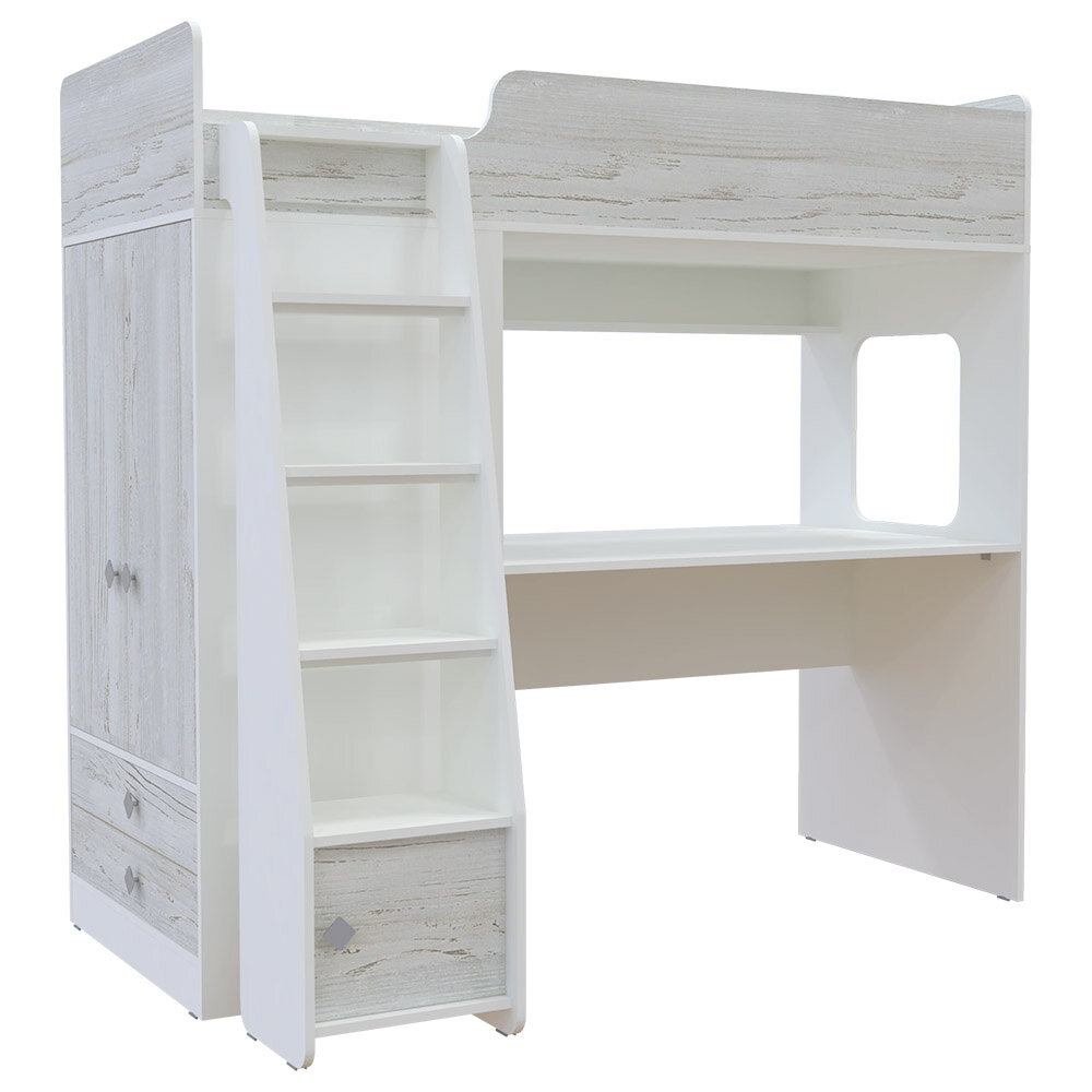 Кровать чердак Л-Ф607.1 75x175 Белый Винтерберг