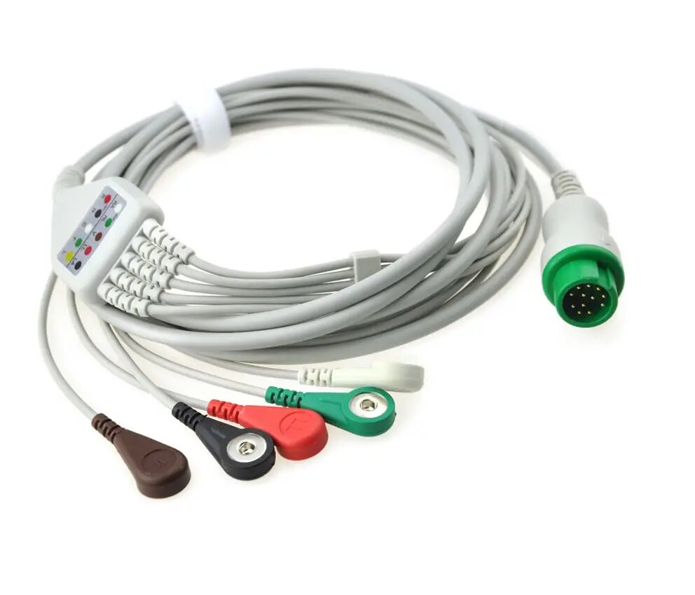 Fcatory цена Mindray T5 T6 T8 5-проводной кабель ЭКГ SnapType AHA IEC 12pin