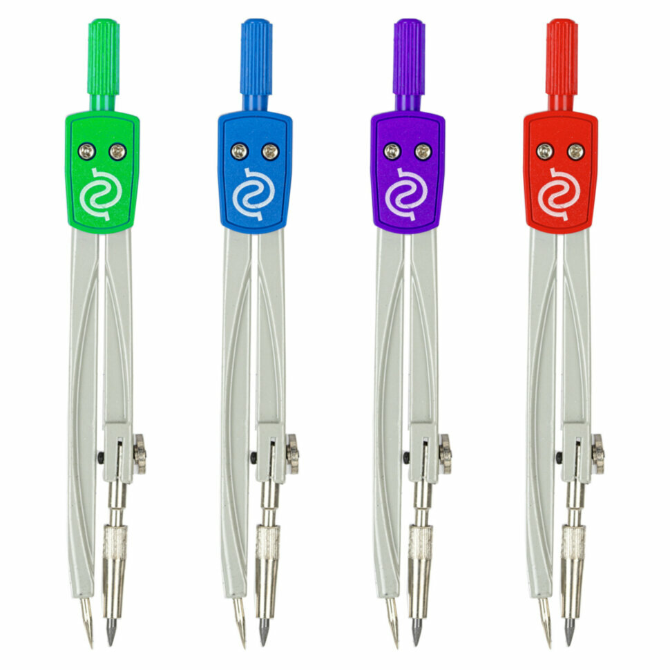 Циркуль для средних классов GLOBUS, 125 мм, металлический, цвет ассорти, чехол ПВХ, ЦЧП-40, 210780